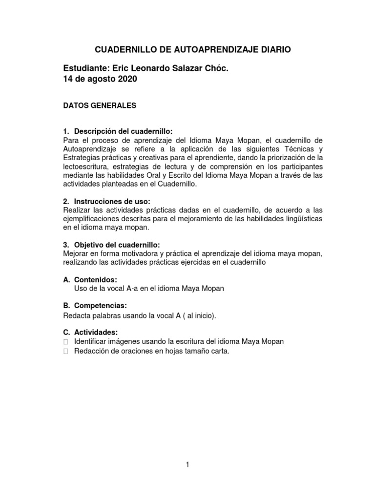 Aprendiendo los fundamentos del idioma maya mopan | PDF | Escritura ...