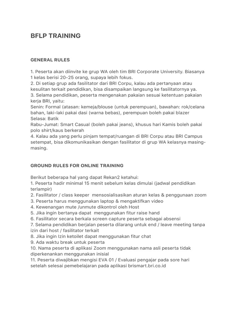 Ground Rules BFLP Training | PDF