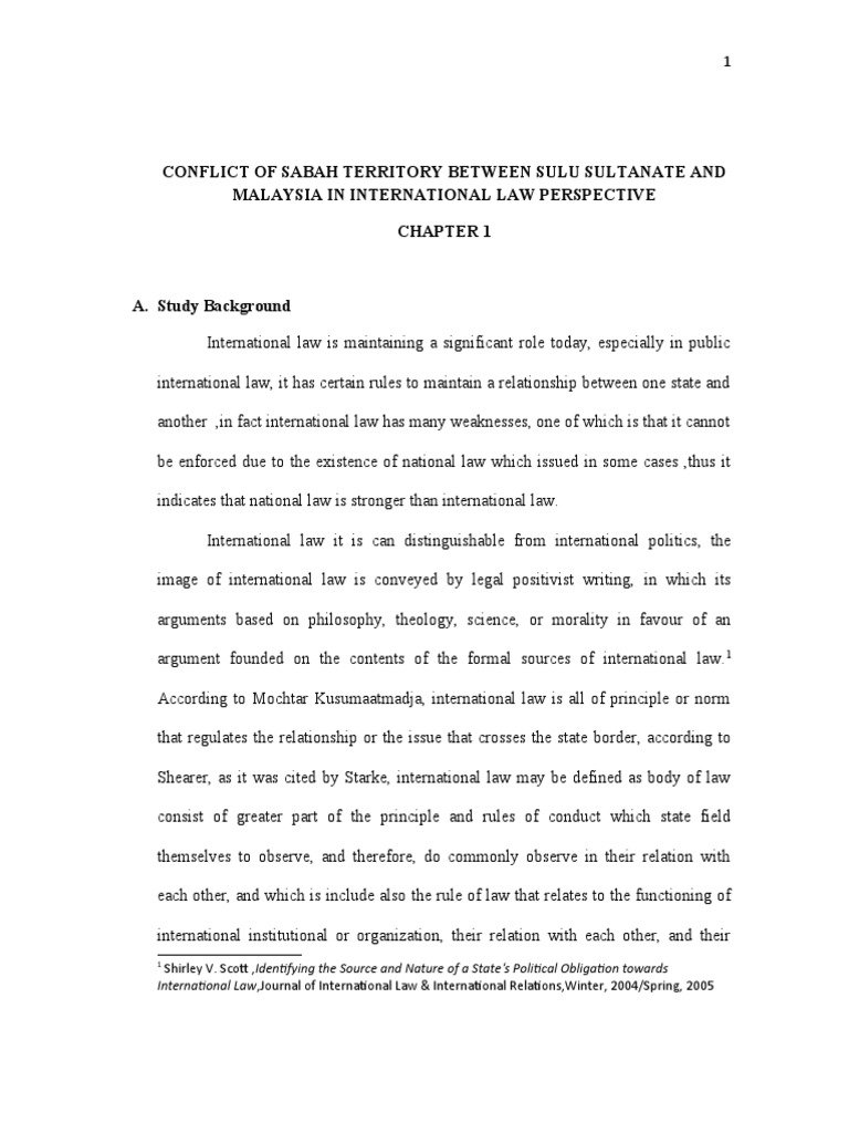 Conflict of Sabah Territory Between Sulu Sultanate and Malaysia in ...