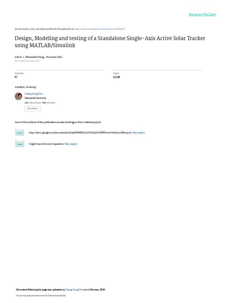 Design, Modeling and Testing of A Standalone Single-Axis Active Solar ...