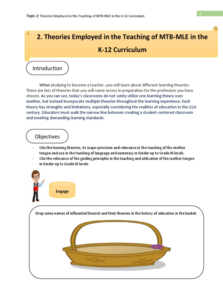 Theories Employed in The Teaching of MTB-MLE in The K-12 Curriculum | PDF | Learning ...