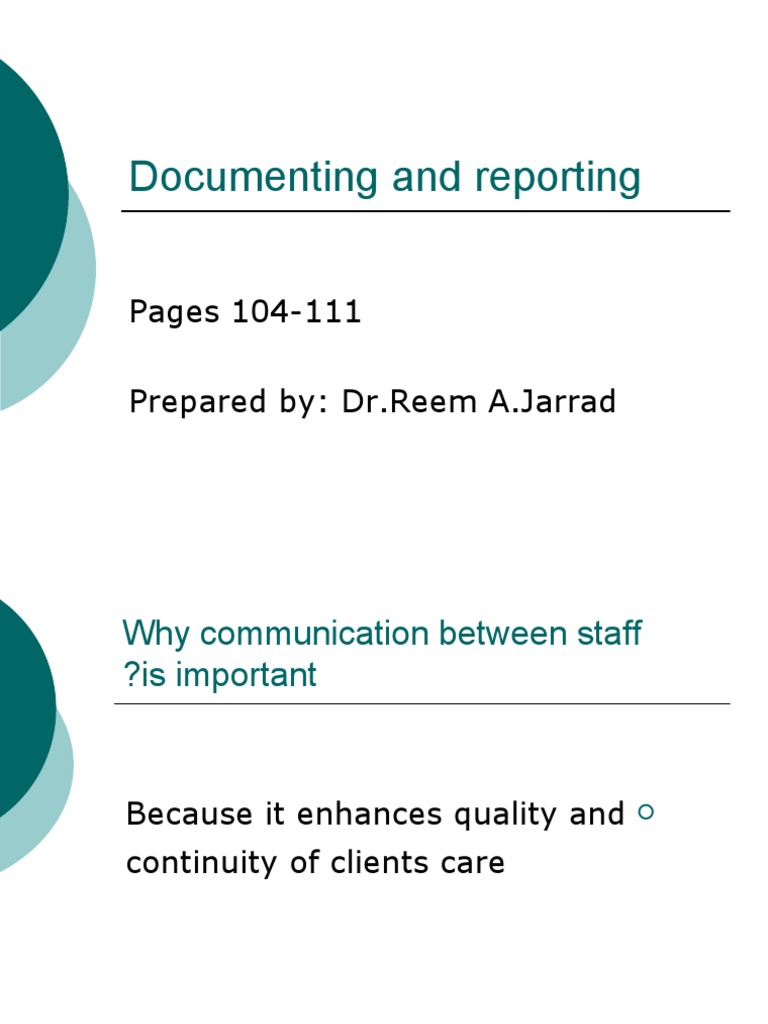 Documenting and Reporting | PDF