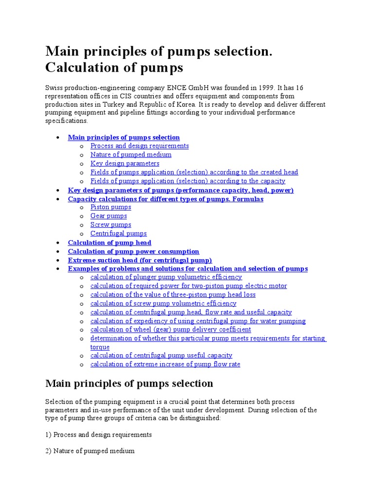 Pump Selection and Calculation Guide | PDF | Pump | Flow Measurement