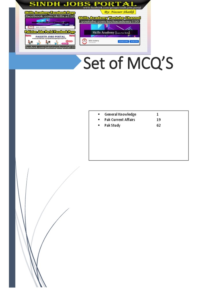 General Knowledge MCQs | PDF | Pakistan | Asia