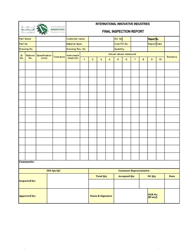QC-FR-07 Final Inspection Report | PDF