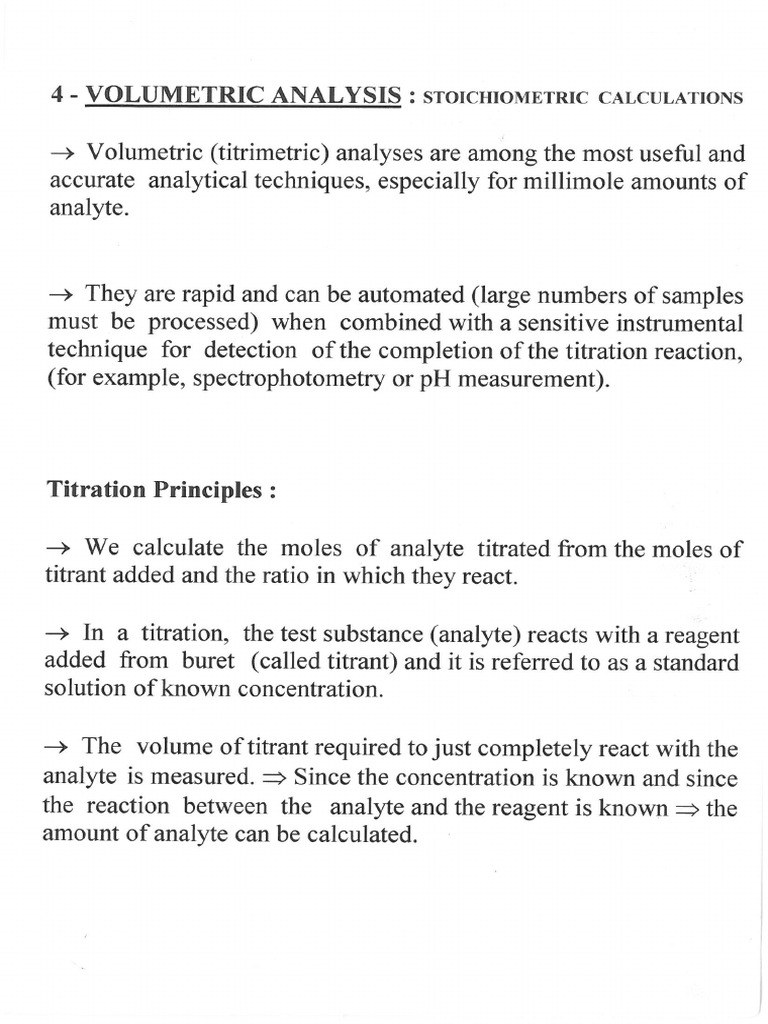 Solved Exercises (Volumetric Methods of Analysis) PDF | PDF