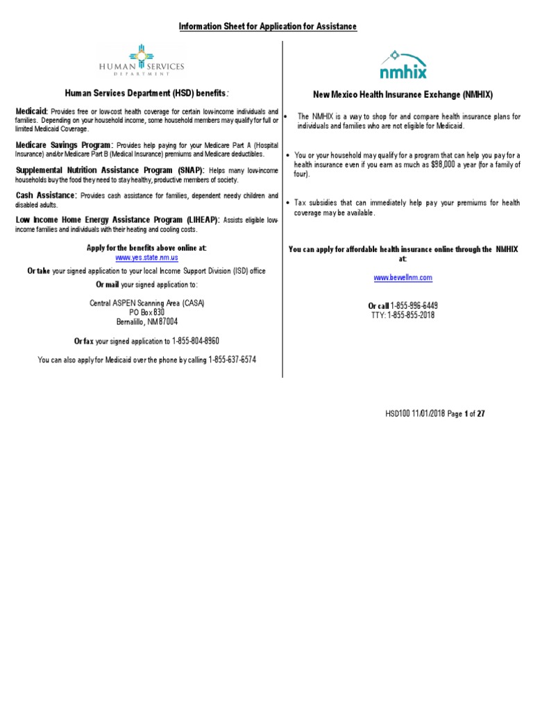Information Sheet For Application For Assistance: Medicaid | PDF ...
