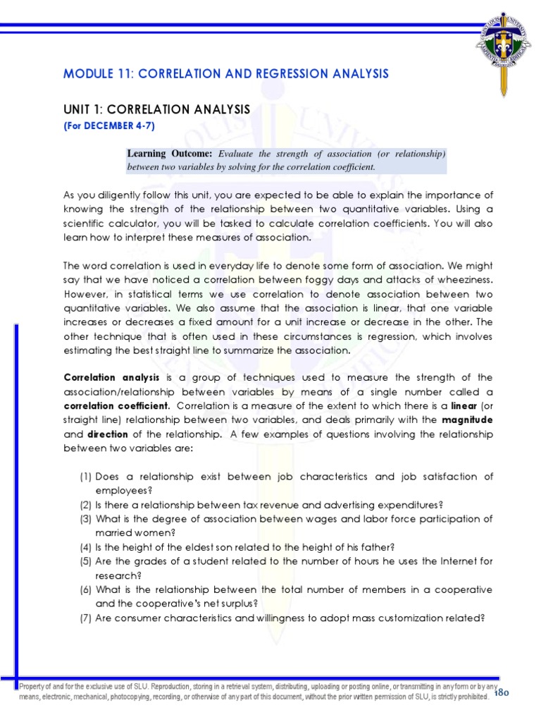 Module 11 Unit 1 Correlation Analysis | PDF | Spearman's Rank ...