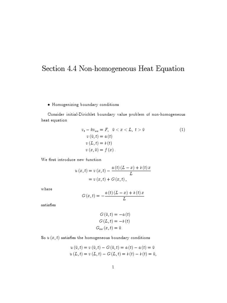 Section 4.4 Non-Homogeneous Heat Equation | Download Free PDF | Sine ...