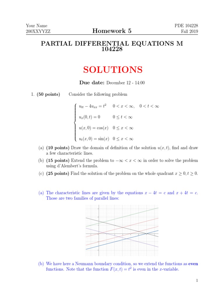 Solutions: Homework 5 Partial Differential Equations M 104228 | PDF ...