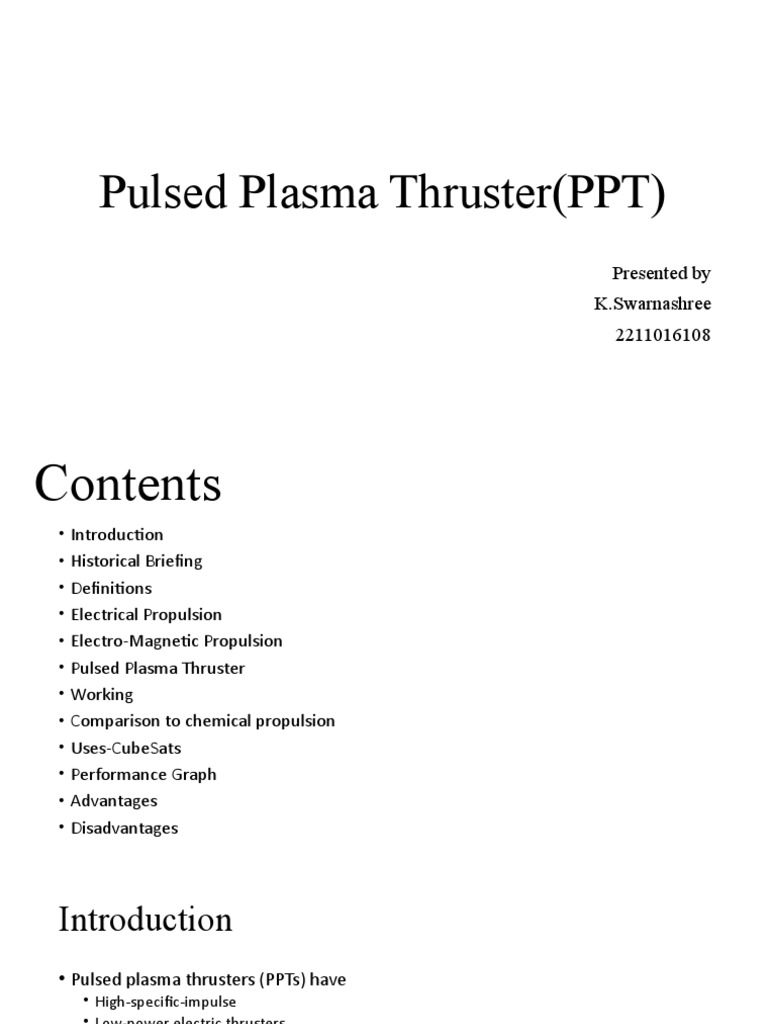 Pulsed Plasma Thruster Overview | PDF | Spacecraft Propulsion | Spaceflight