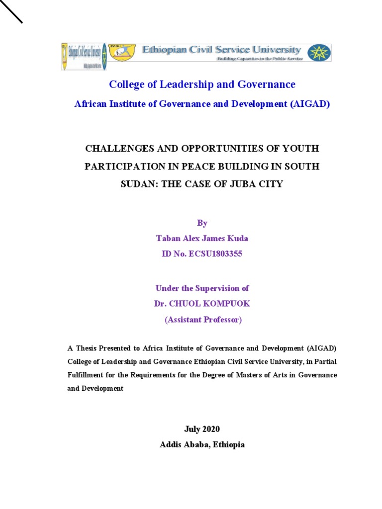 Taban Alex Thesis Amended | PDF | Peacebuilding | Youth