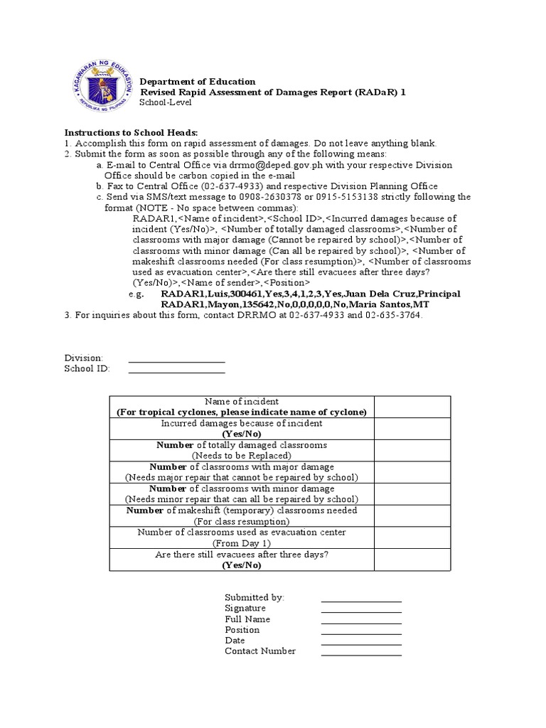 Revised Radar Form 1 2 Template | PDF | Atmospheric Circulation ...