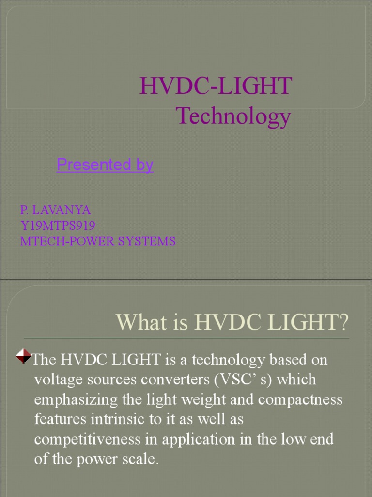Hvdc-Light Technology: Presented by | PDF | High Voltage Direct Current ...