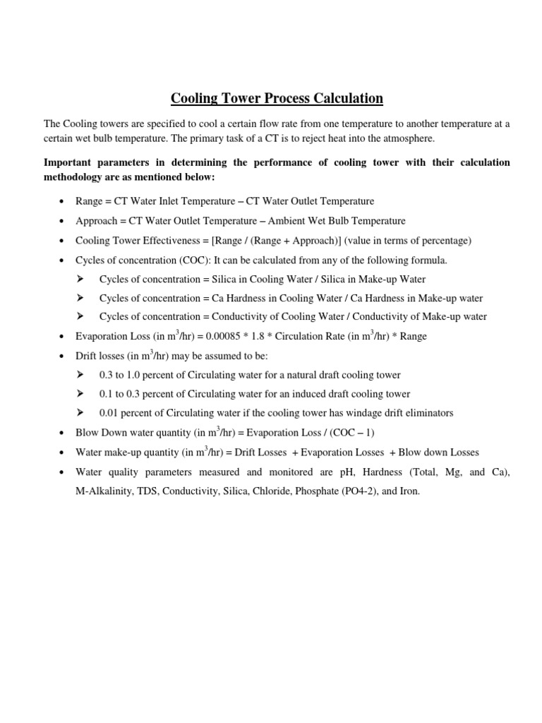 Cooling Tower Process Calculation | PDF | Water | Applied And ...
