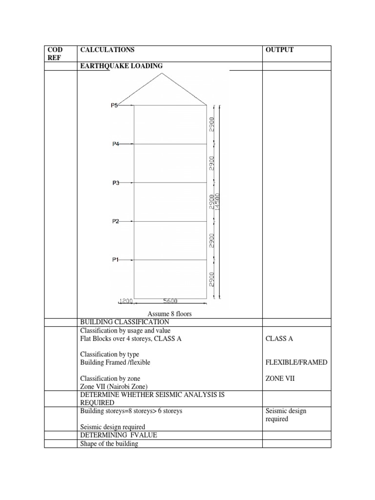 COD REF Calculations Output Earthquake Loading | PDF | Beam (Structure) | Building