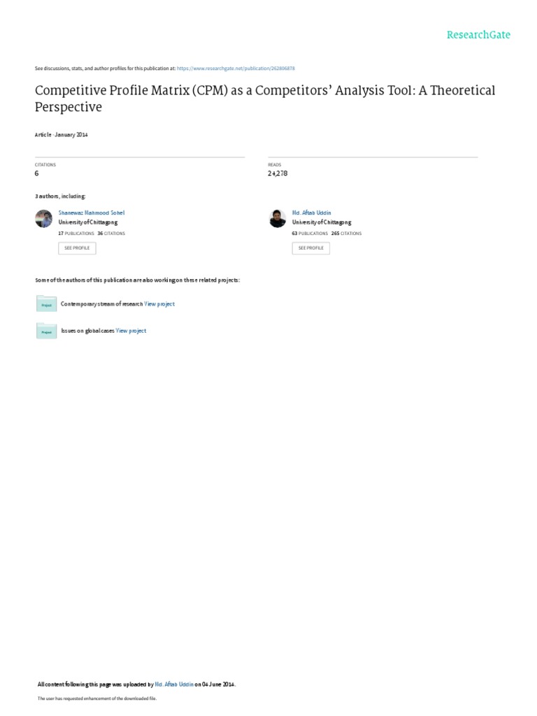 Competitive Profile Matrix (CPM) As A Competitors' Analysis Tool: A ...
