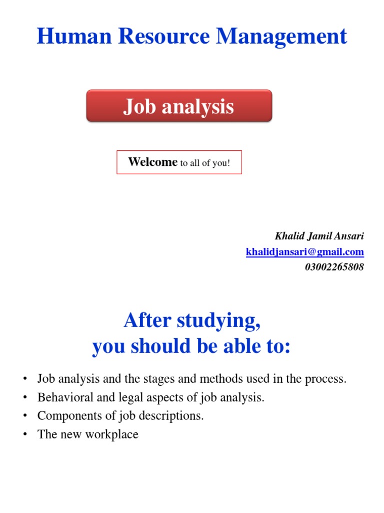 Human Resource Management: Job Analysis | PDF | Action (Philosophy ...