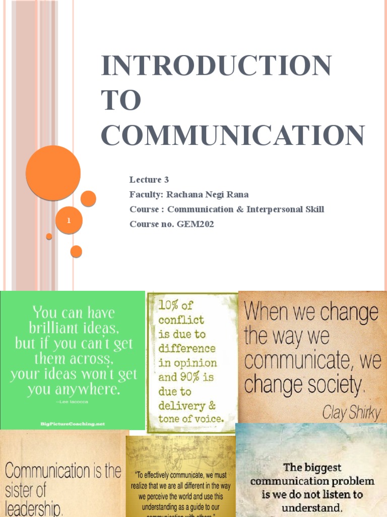 Lecture 3-Introduction To Communication | PDF | Interpersonal ...