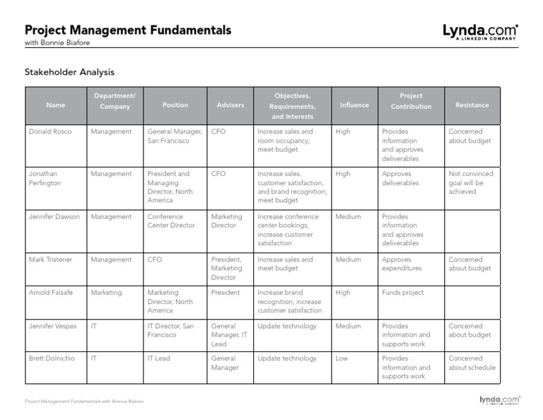 Stakeholder Analysis Sample | PDF | Sales | Marketing