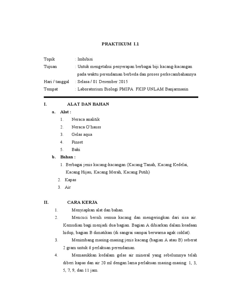 Laporan Praktikum Imbibisi | PDF