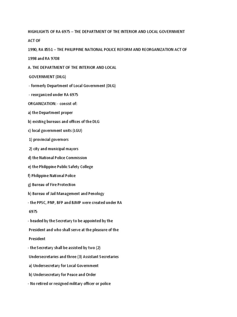 Highlights of Ra 6975 | PDF | Law Enforcement | Crime & Violence