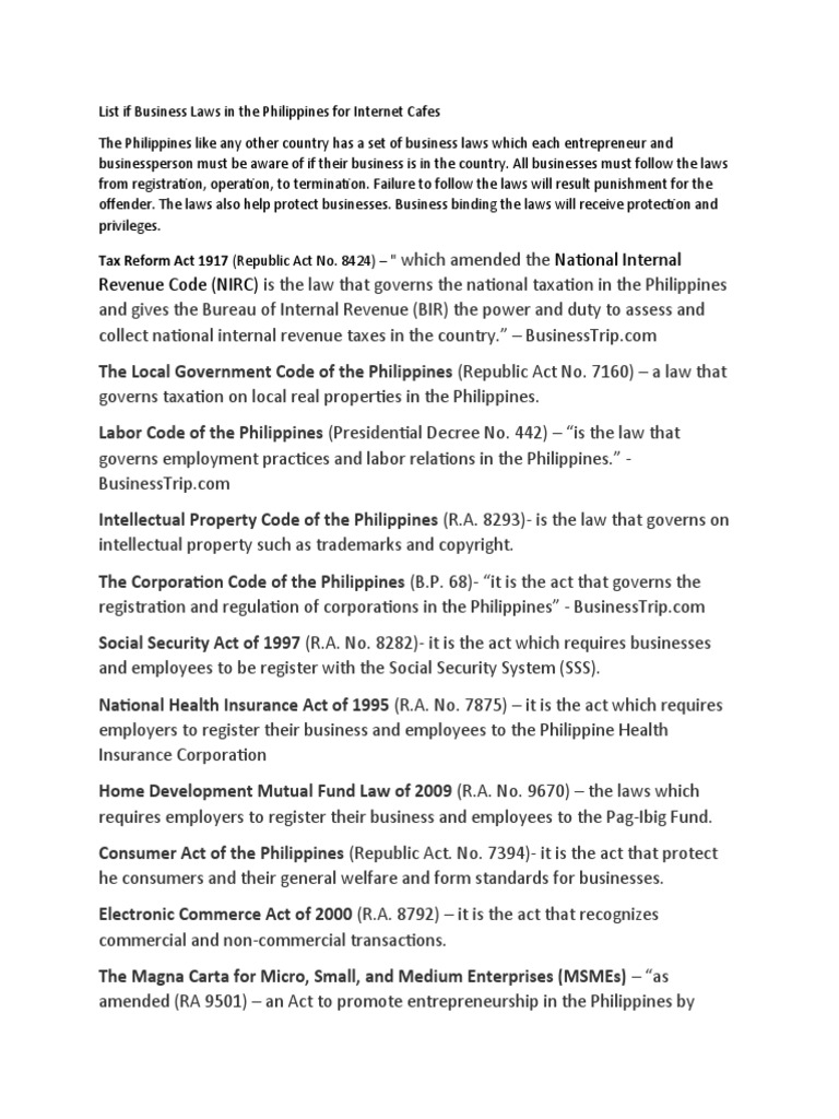 RRL Laws | PDF | Business | Taxes