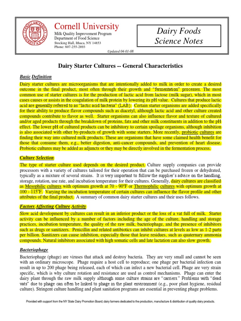 Cornell University: Dairy Foods Science Notes | PDF | Bacteriophage ...