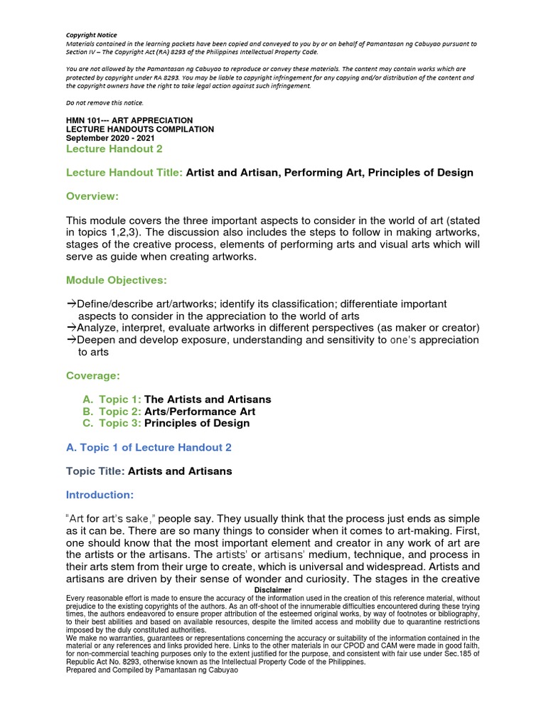 Lecture Handout 2 Topic 1 | PDF | Copyright | Fair Use