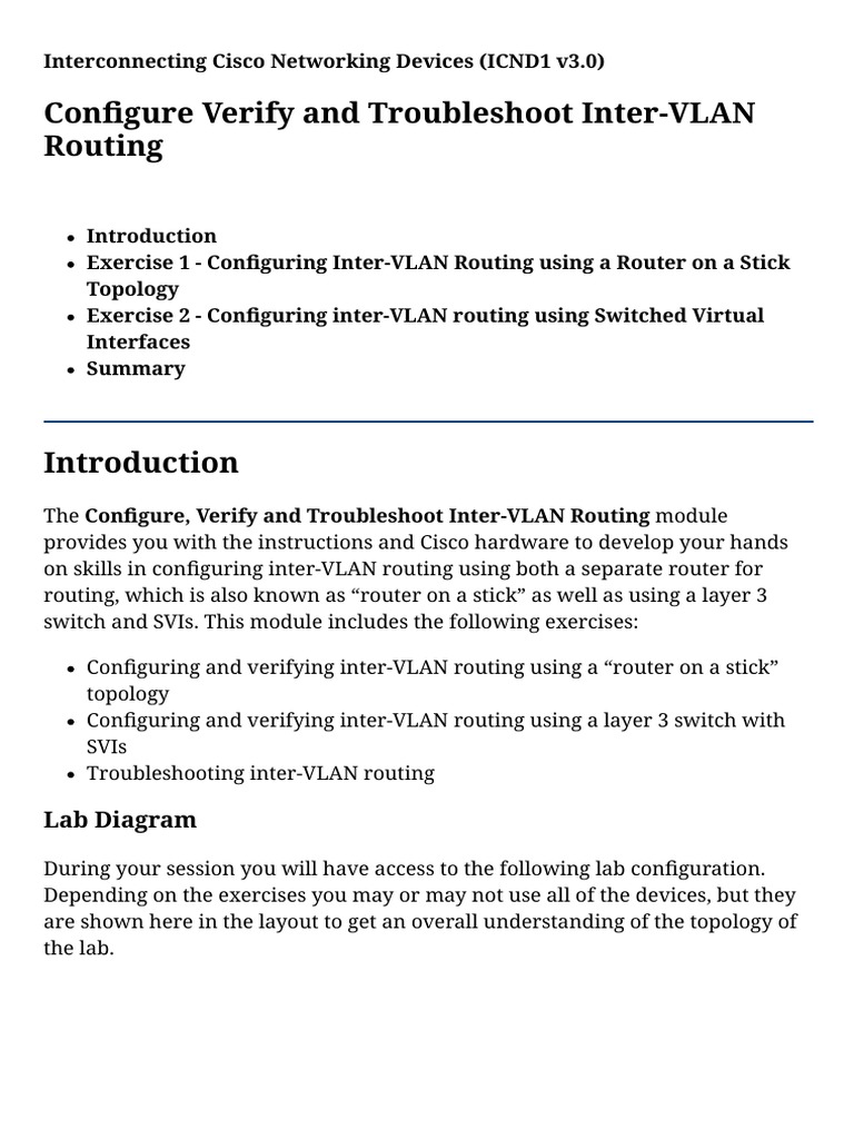 Configure Verify and Troubleshoot Inter-VLAN Routing: Interconnecting ...