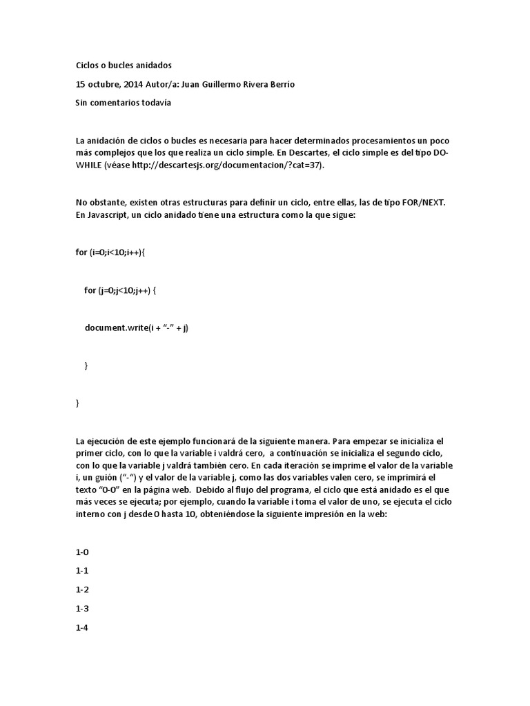 Ciclos o Bucles Anidados | Descargar gratis PDF | Algoritmos ...