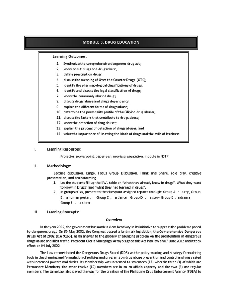 Module 3 Drug Education | Download Free PDF | Substance Dependence ...