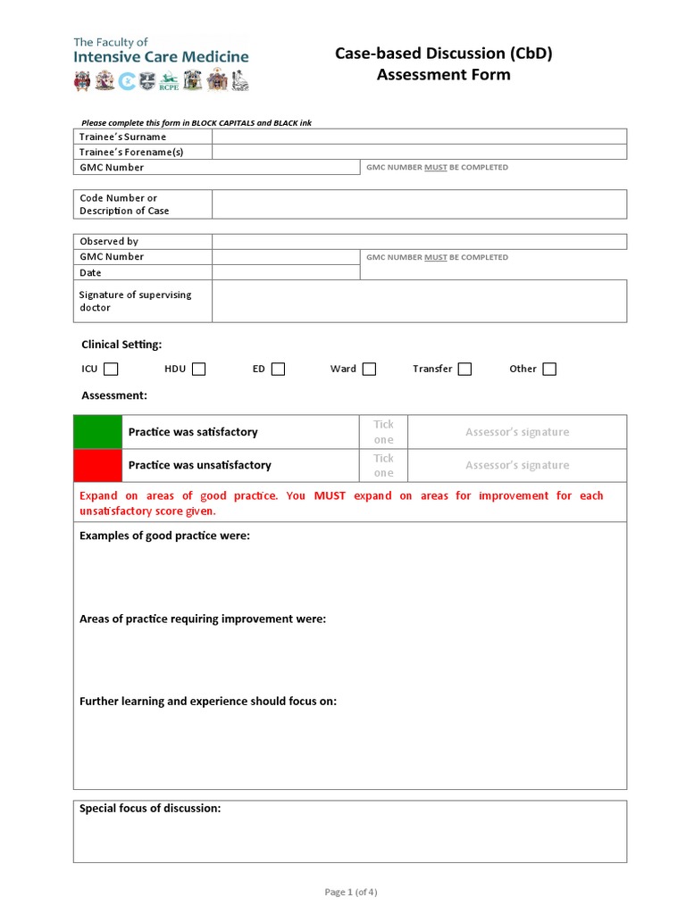 Case-Based Discussion (CBD) Assessment Form | PDF | Intensive Care ...