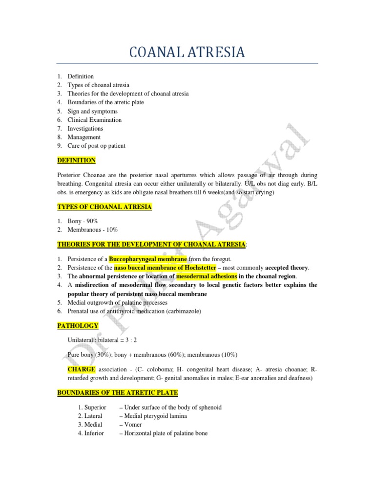 Coanal Atresia | PDF | Medical Specialties | Human Head And Neck