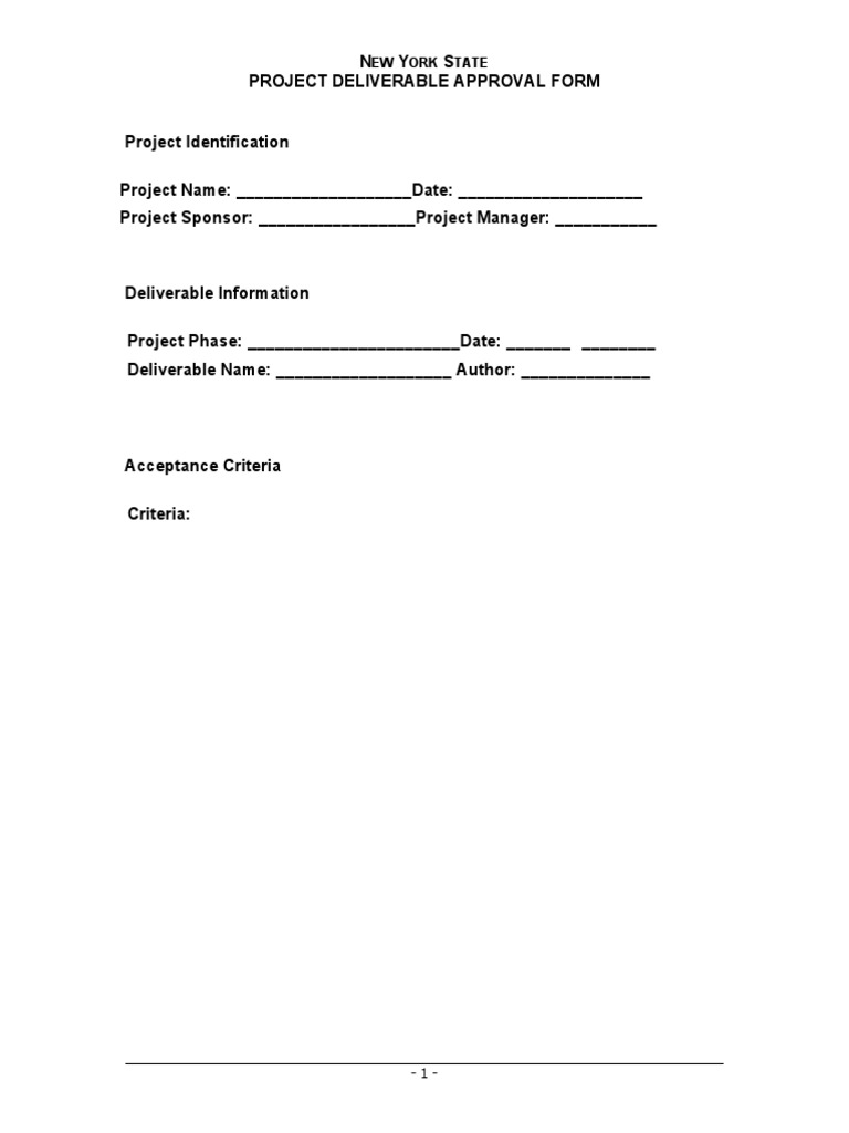 Project Deliverable Approval Formv 3 BLANK | PDF