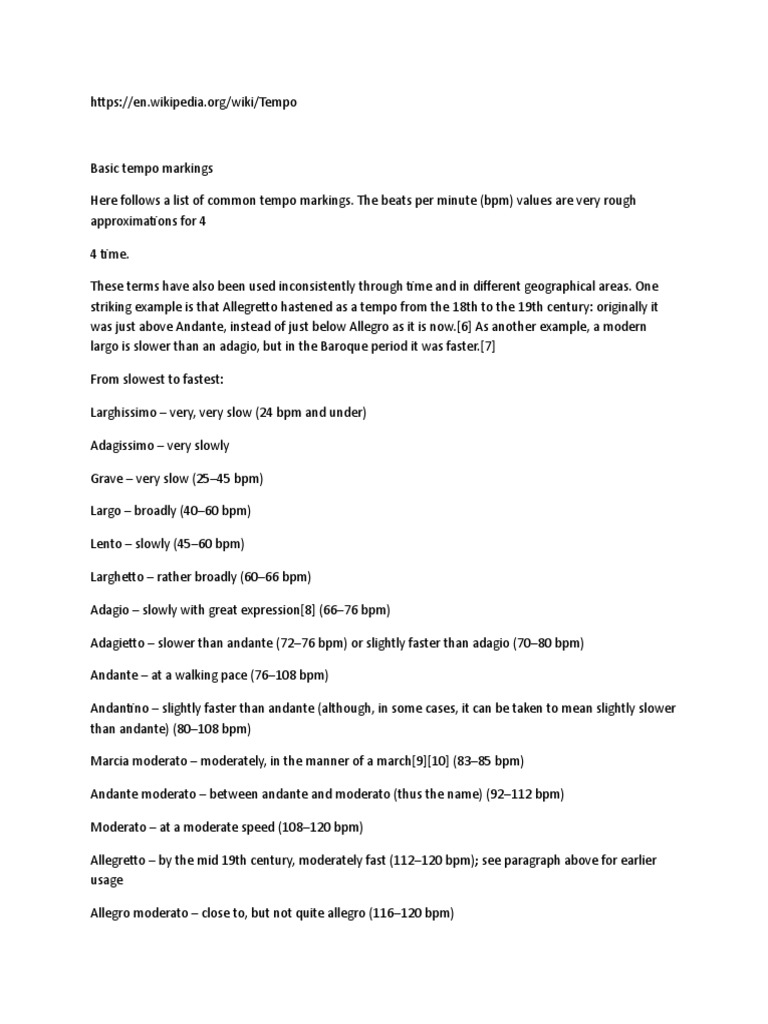 Basic Tempo Markings Terms | Download Free PDF | Tempo | Music Theory