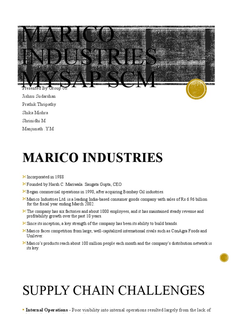 Marico Industries Mysap SCM | PDF | Supply Chain | Supply Chain Management