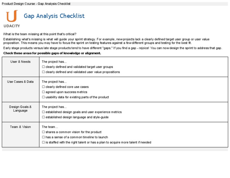 Gap Analysis Checklist | PDF
