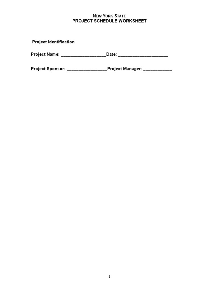 N Y S Project Schedule Worksheet: EW ORK Tate | PDF