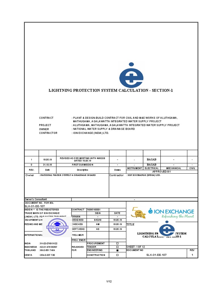 Lightning Protection System Calculation - Section-1: Owner Contractor | PDF