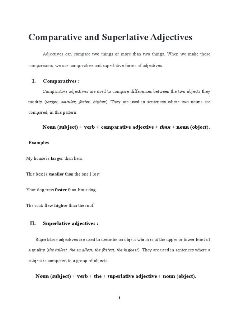 3rd Lesson Comparative and Superlative Adjectives | PDF | Adjective ...