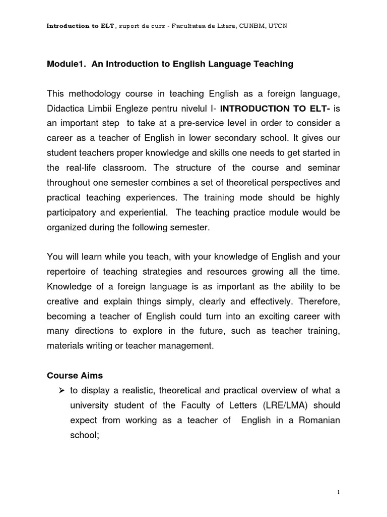 Module1. An Introduction To English Language Teaching | PDF | English ...