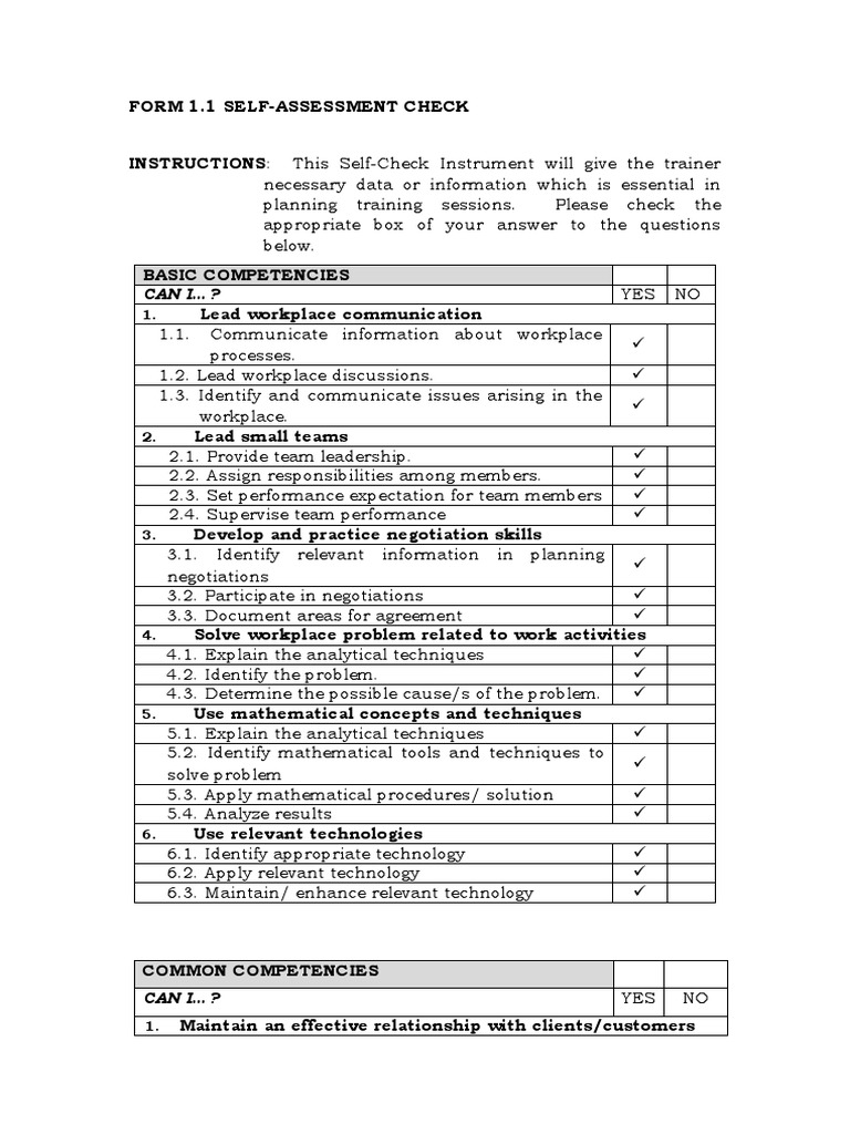 Sample Assessment Instruments | PDF | Competence (Human Resources ...