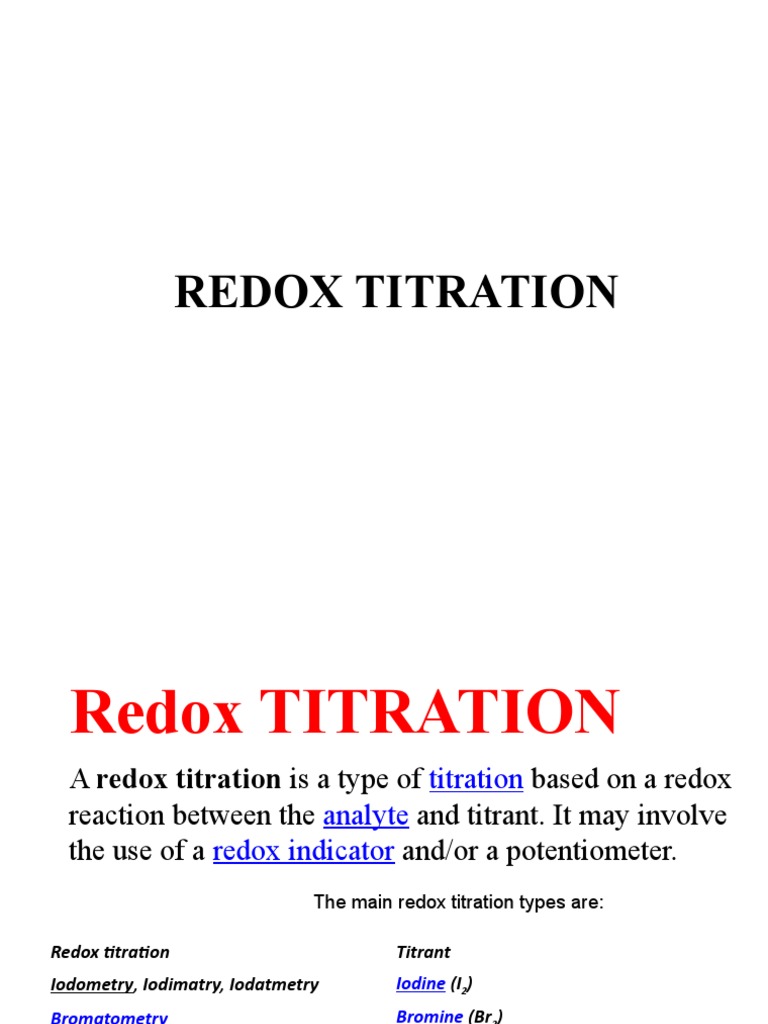 Unit 2 REDOX Titrations 1 RM | PDF | Titration | Chemistry