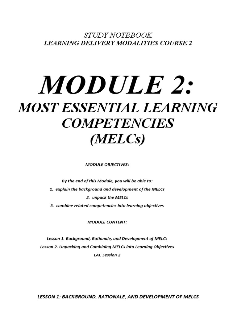 Most Essential Learning Competencies (Melcs) : Study Notebook | PDF ...