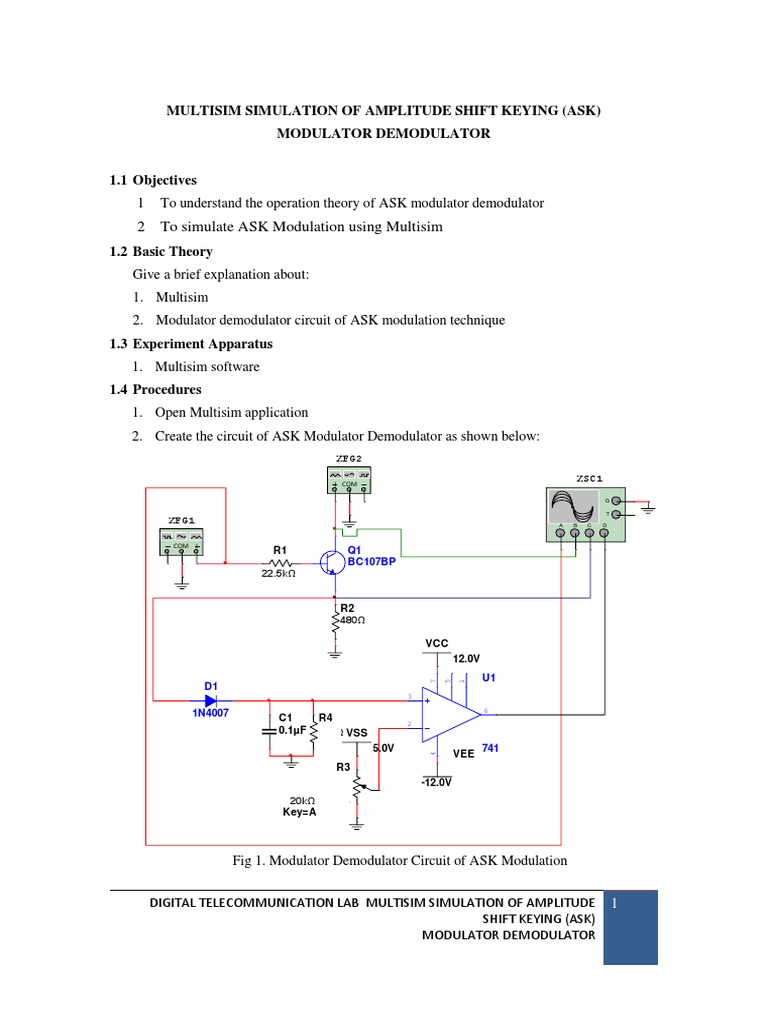 ASK Multisim Simulation PDF | PDF | Modulation | Amplitude