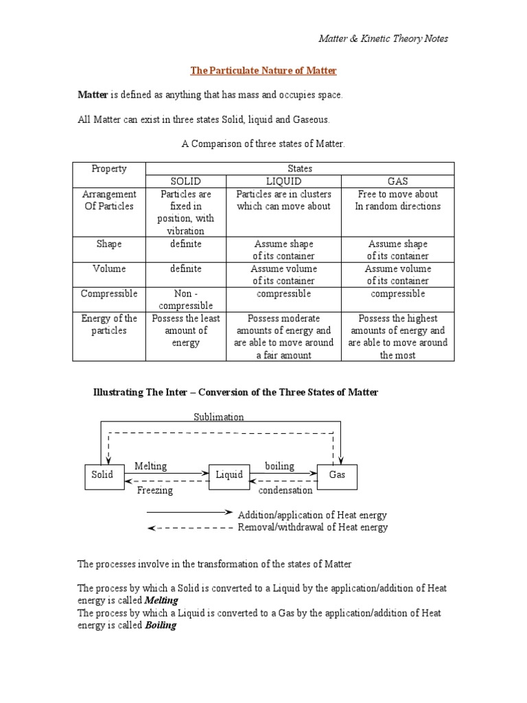 Matter and Kinetic Theory | PDF | Gases | Liquids