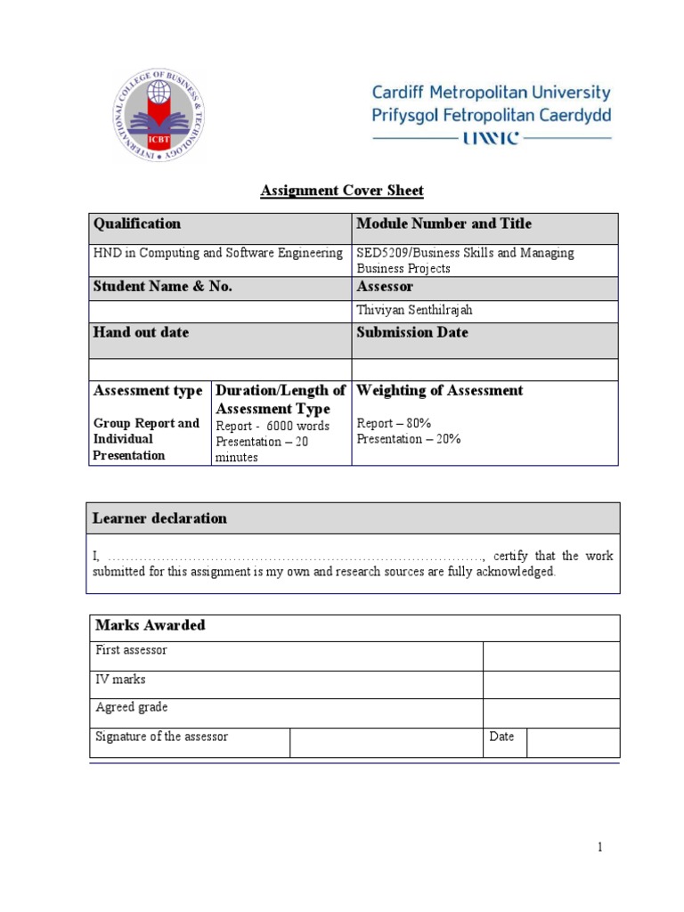 Assignment Cover Sheet Qualification Module Number and Title | PDF ...