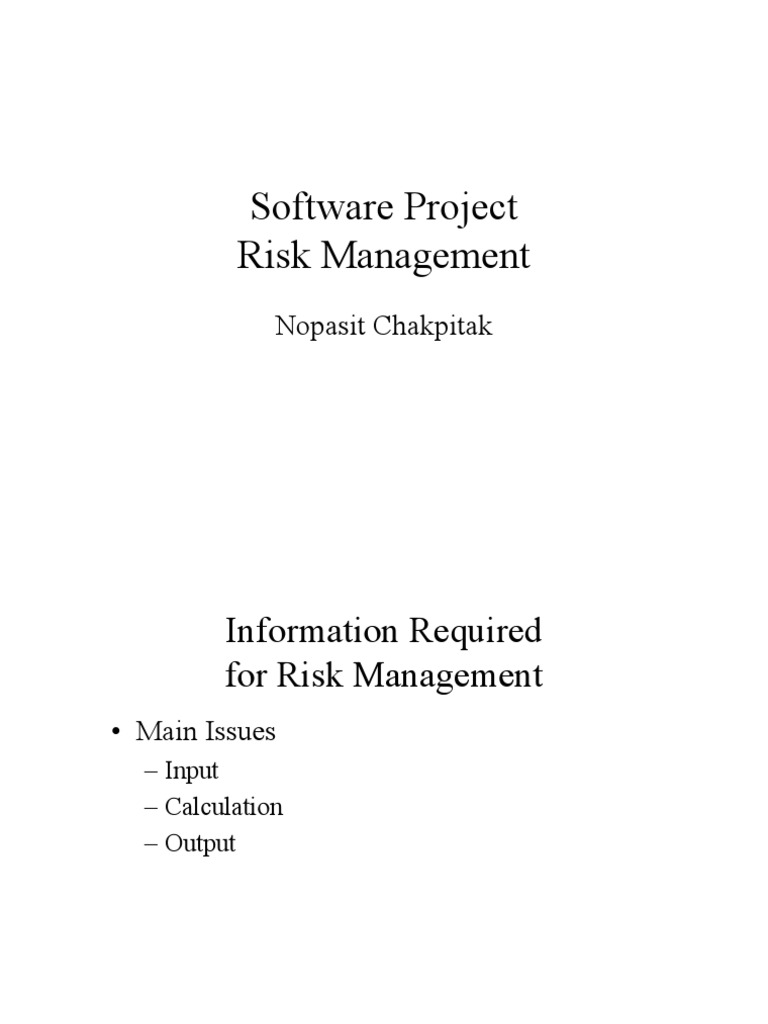 SW Project Risk | PDF | Risk | Risk Management