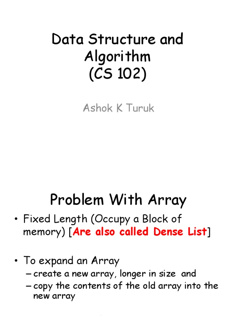 CS 102 Data Structures and Algorithms Linked List | PDF | Array Data Structure | Pointer ...